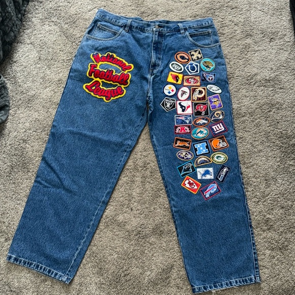 Jeans | Rare Nfl Football Logo Patch Denim Jeans | Poshmark